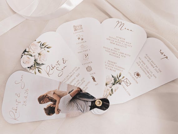 Fan Wedding Invitations Custom Printed Hand Fans Keep Guests Cool