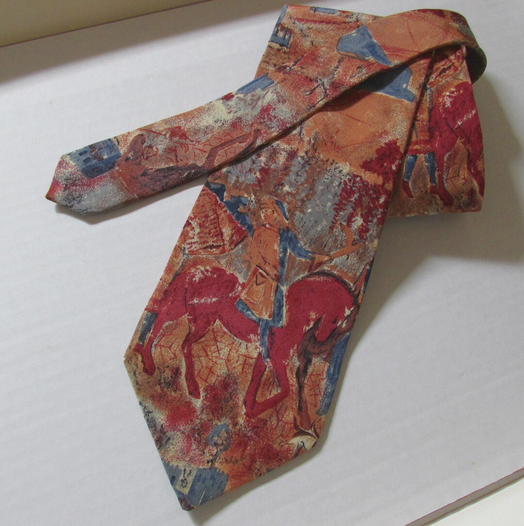 Vintage the Art of Ties Tie Rack Silk Necktie, Medieval Tuscany Style ...