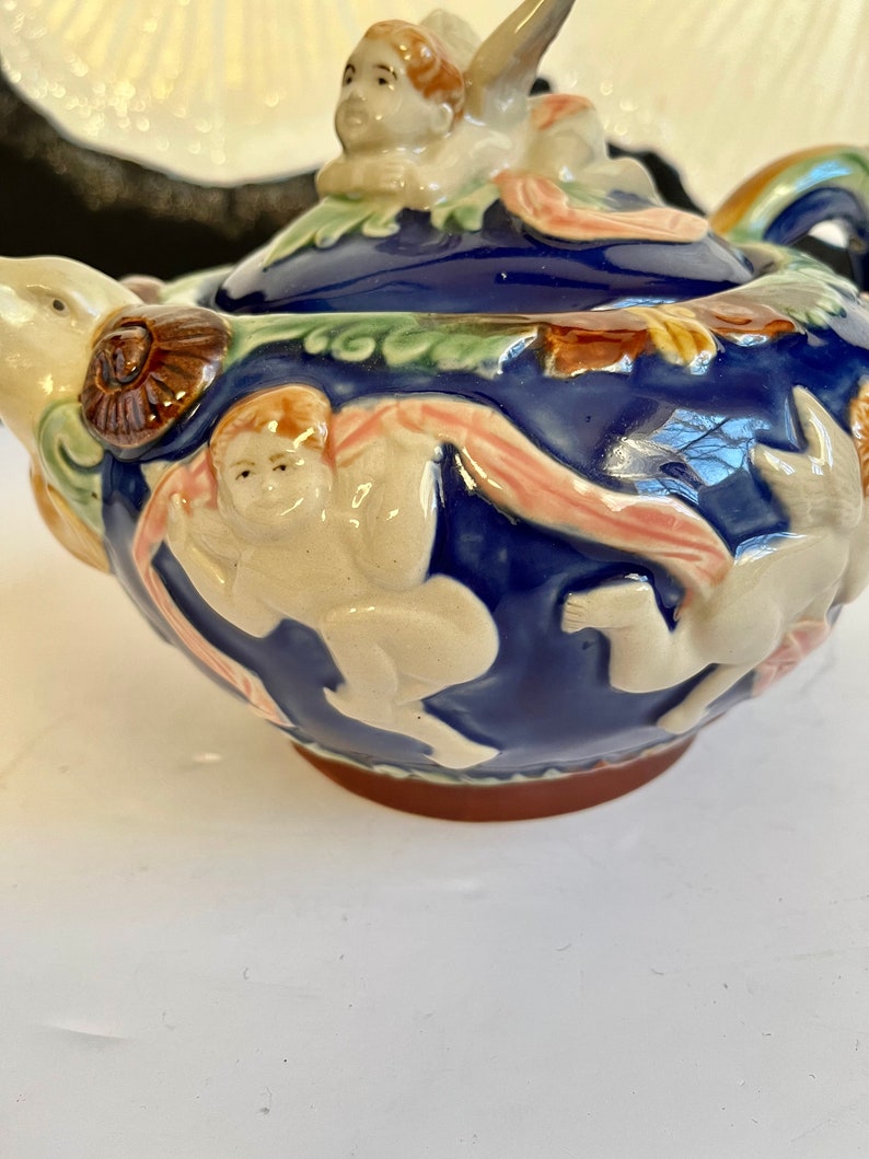 Vintage Ceramic Cherubs Angels Ram Collectible Teapot - Etsy