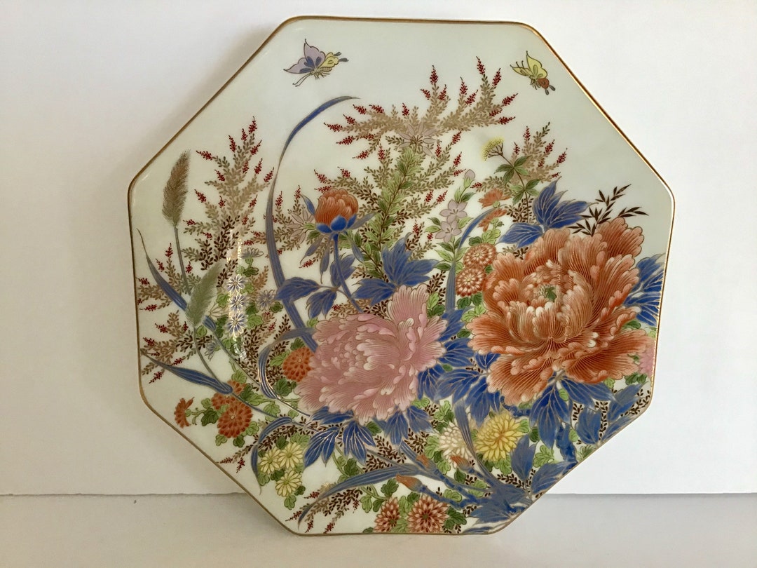 Vintage Porcelain Floral Pattern Plate Japan - Etsy