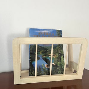White Wooden Magazine Rack - Etsy