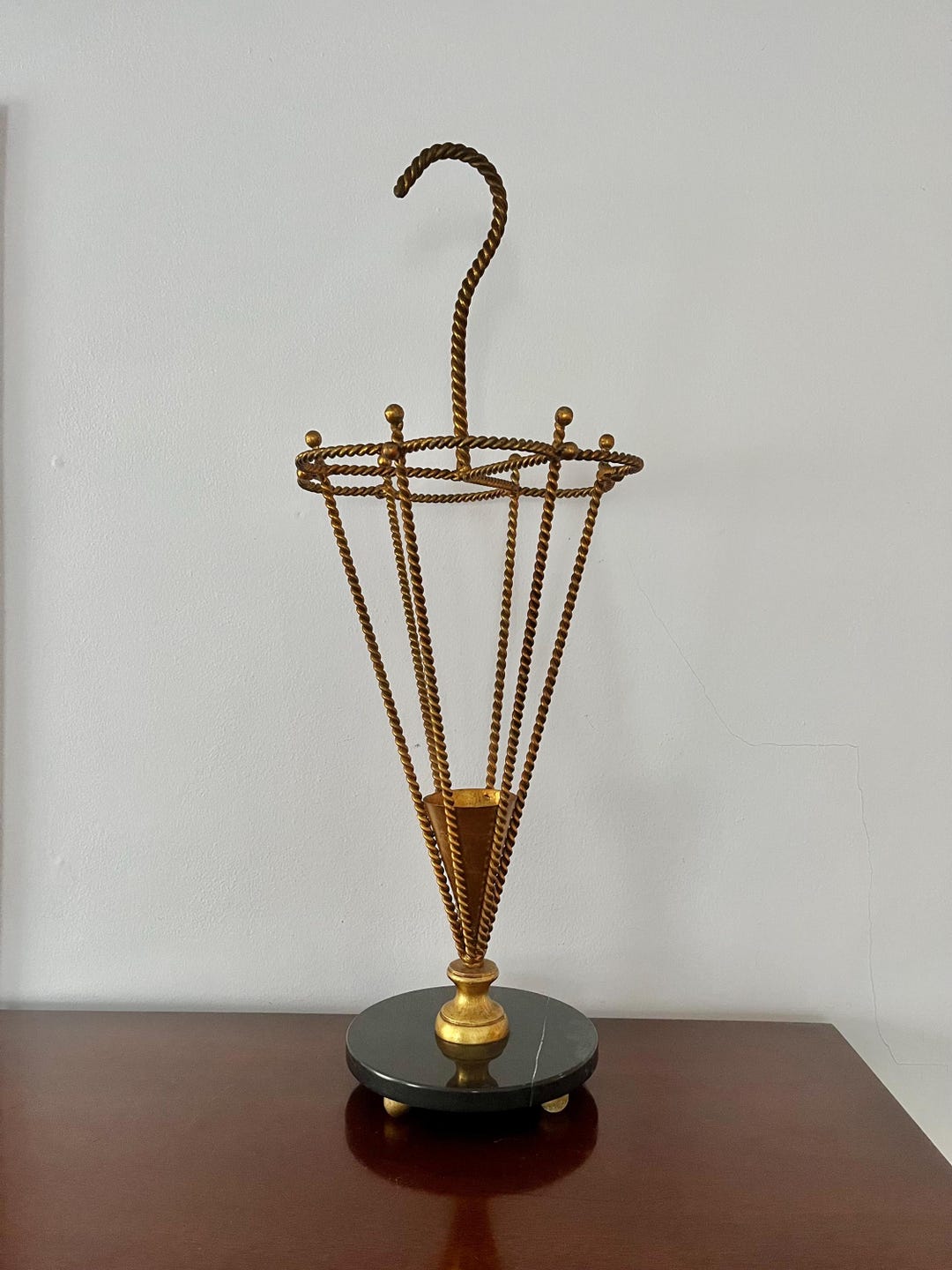 Italian Gilt Twisted Wire Umbrella Stand With Marble Base - Etsy