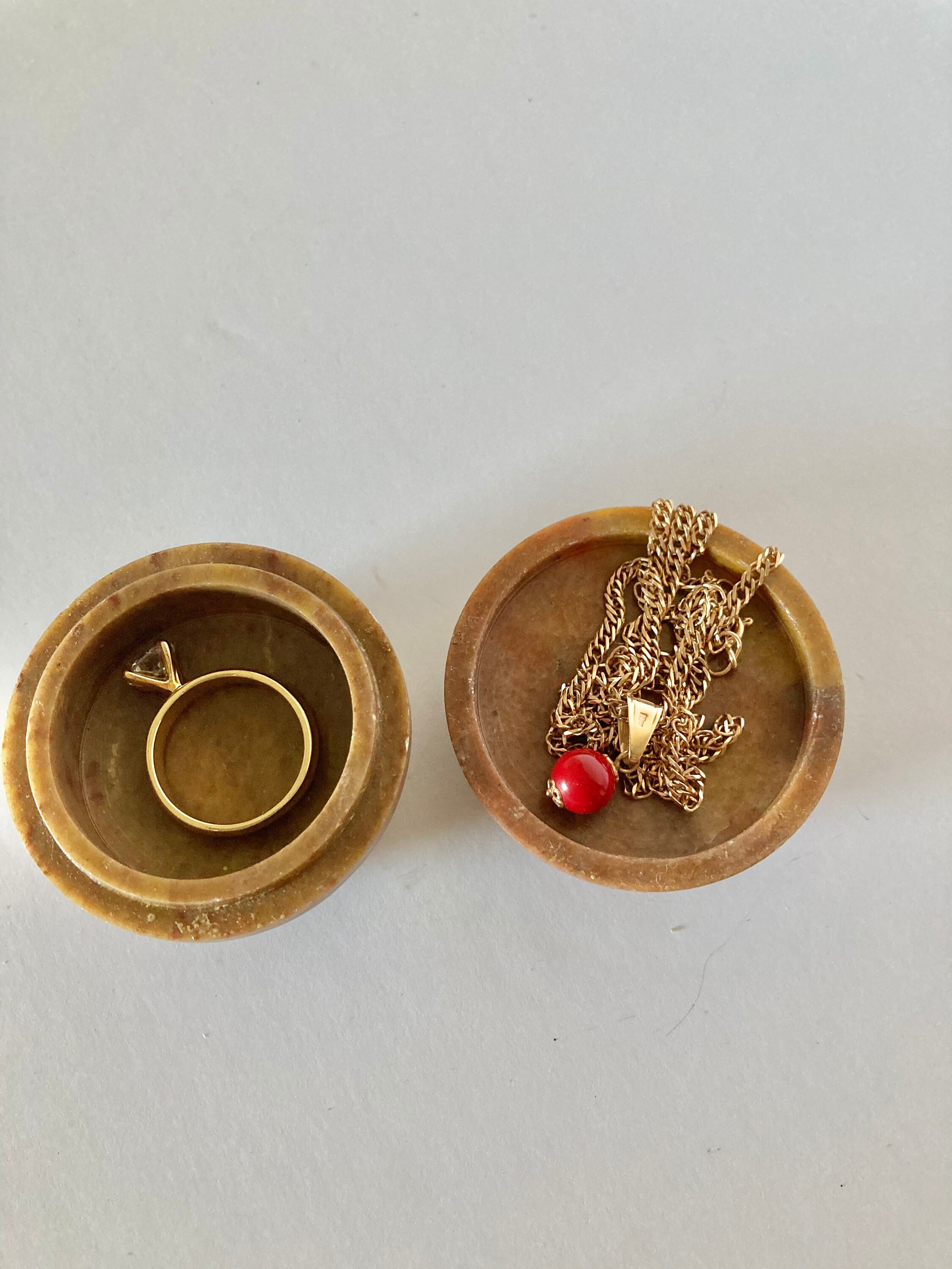 Vintage Soapstone Carved Ring Jewelry Round Box | Etsy