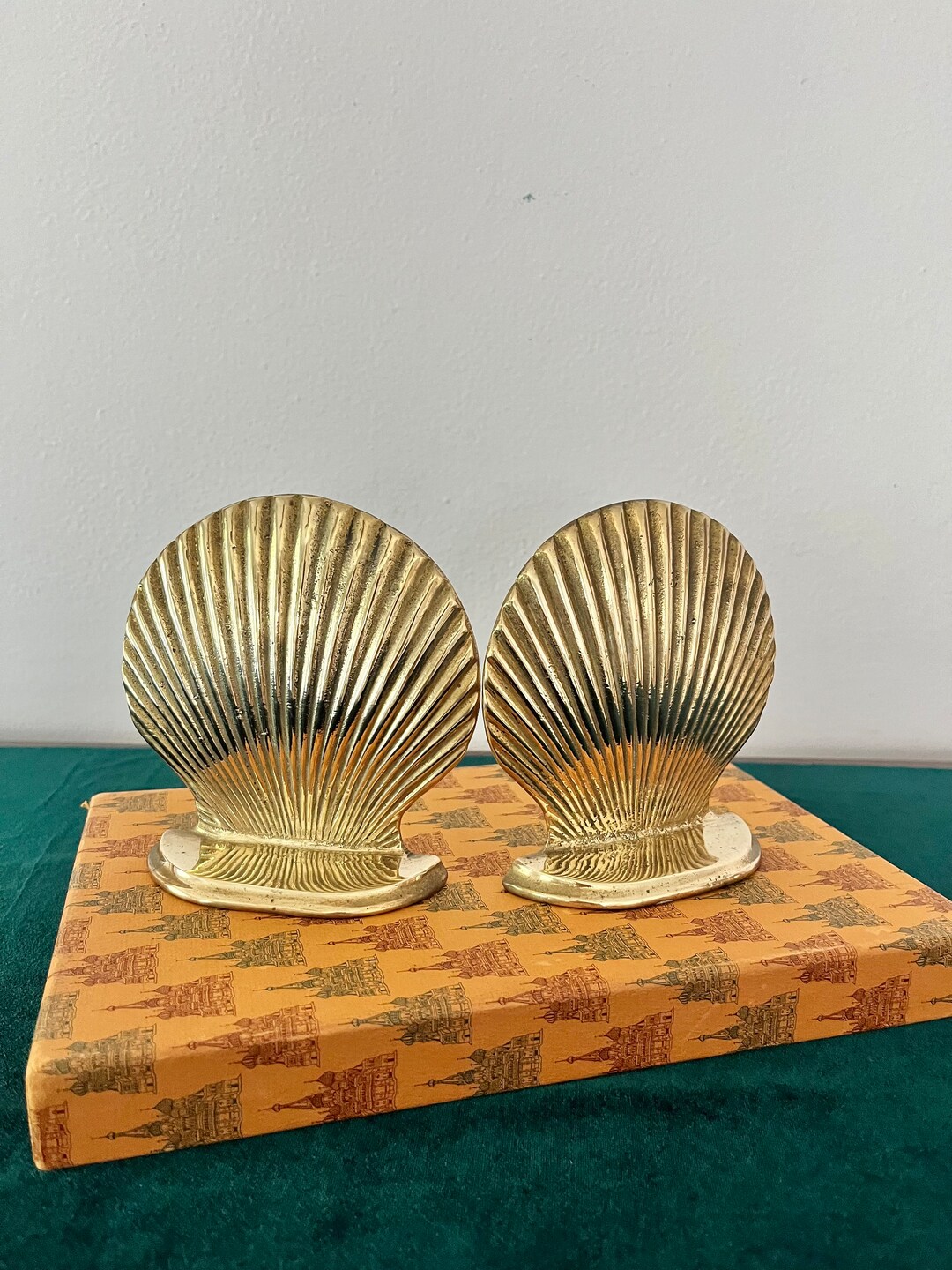 Vintage Solid Brass Seashell Shape Bookends Taiwan - Etsy