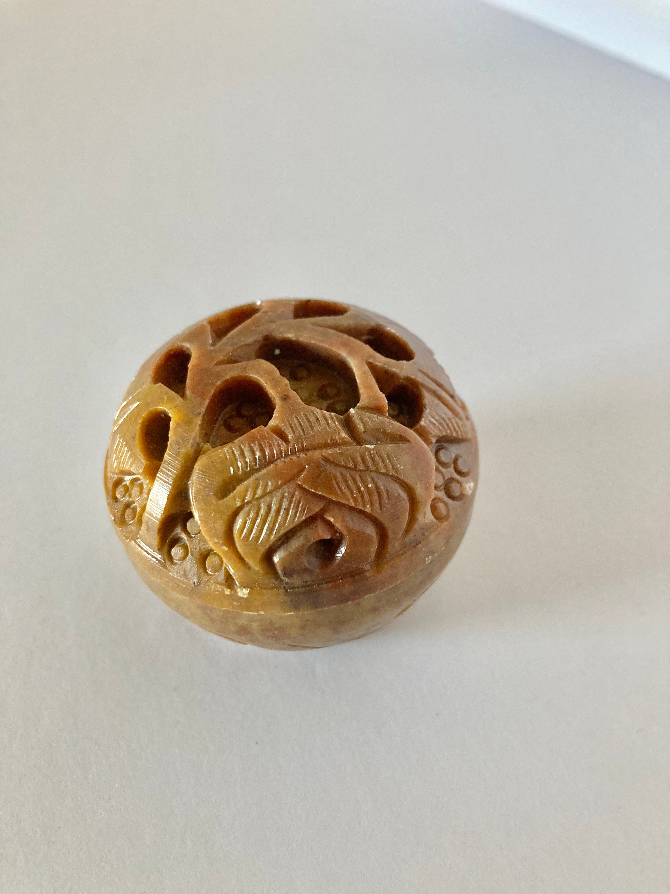 Vintage Soapstone Carved Ring Jewelry Round Box - Etsy