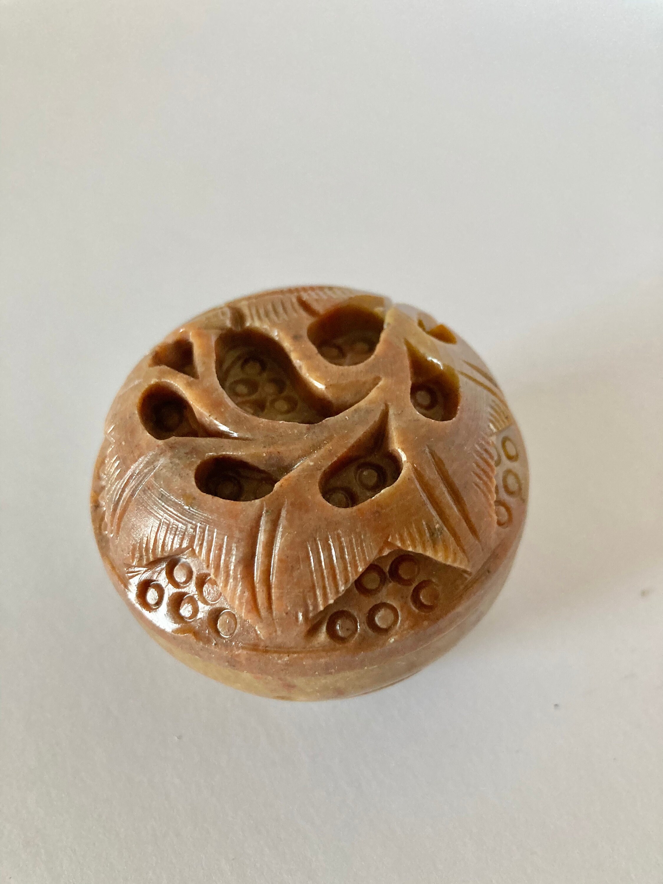 Vintage Soapstone Carved Ring Jewelry Round Box | Etsy