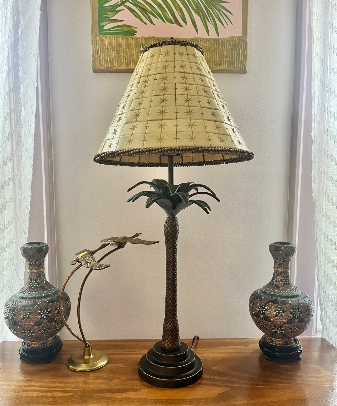 Vintage Fabulous Palm Tree Lamp Handmade Shade Rare Unique - Etsy