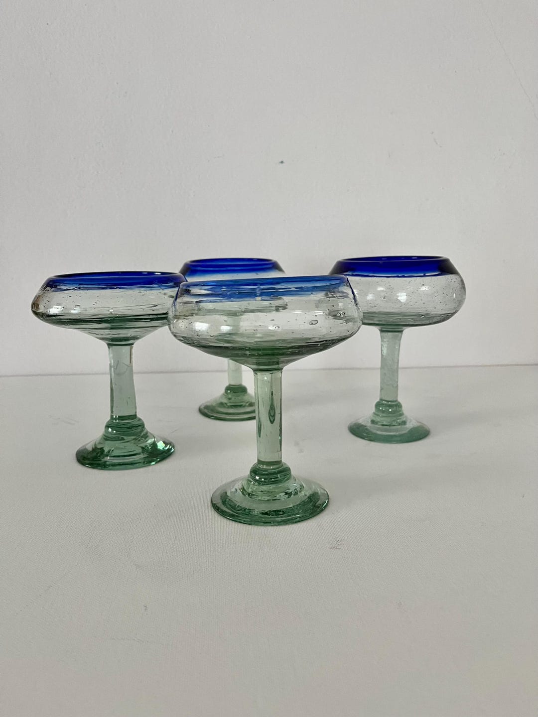 Tequila Cocktail Blue Rim Sipper Sniffer Design Hand Blown Handmade ...