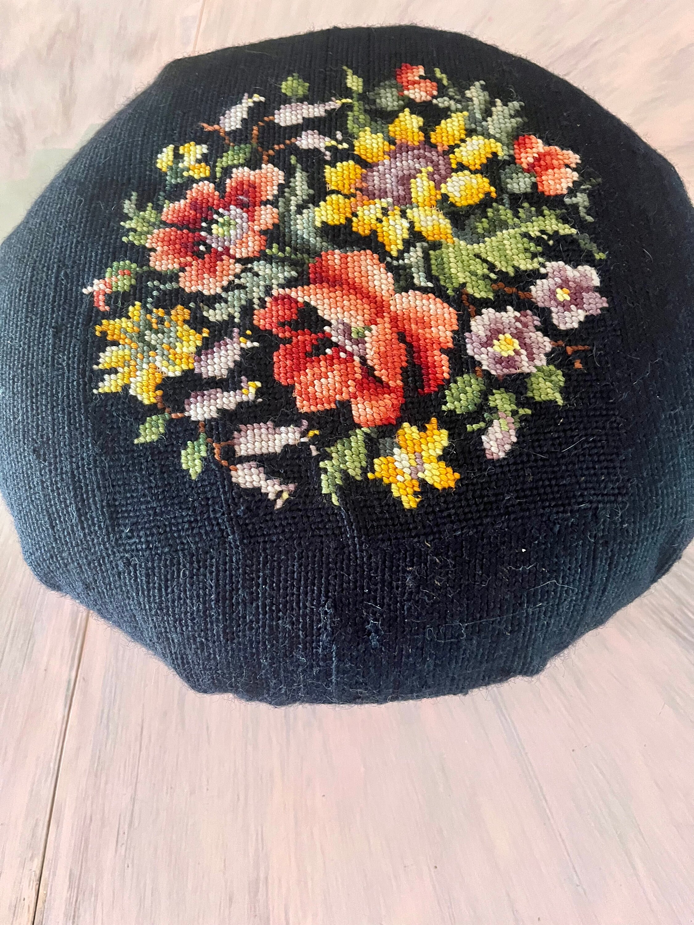 Gorgeous Needlepoint Floral Pattern Footstool - Etsy