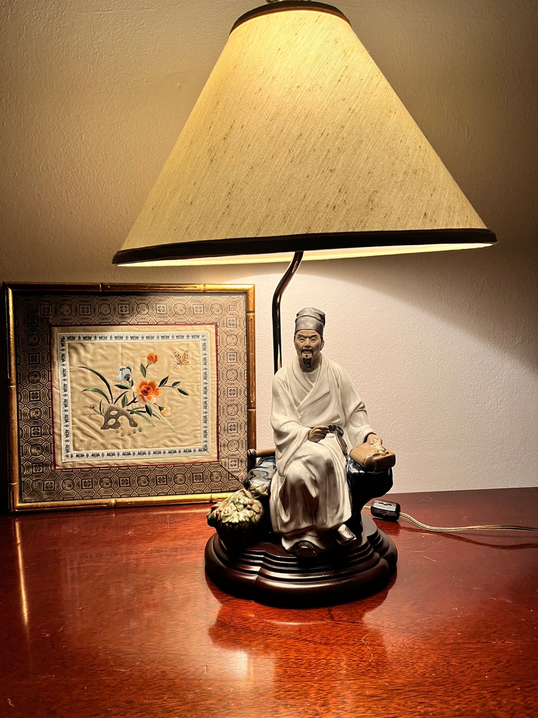 Vintage Ceramic Asian Mud Man Figurine Table Lamp - Etsy