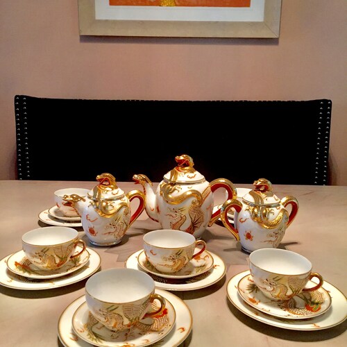 Occupied Japan Porcelain Gold Dragonware Tea Set - Etsy