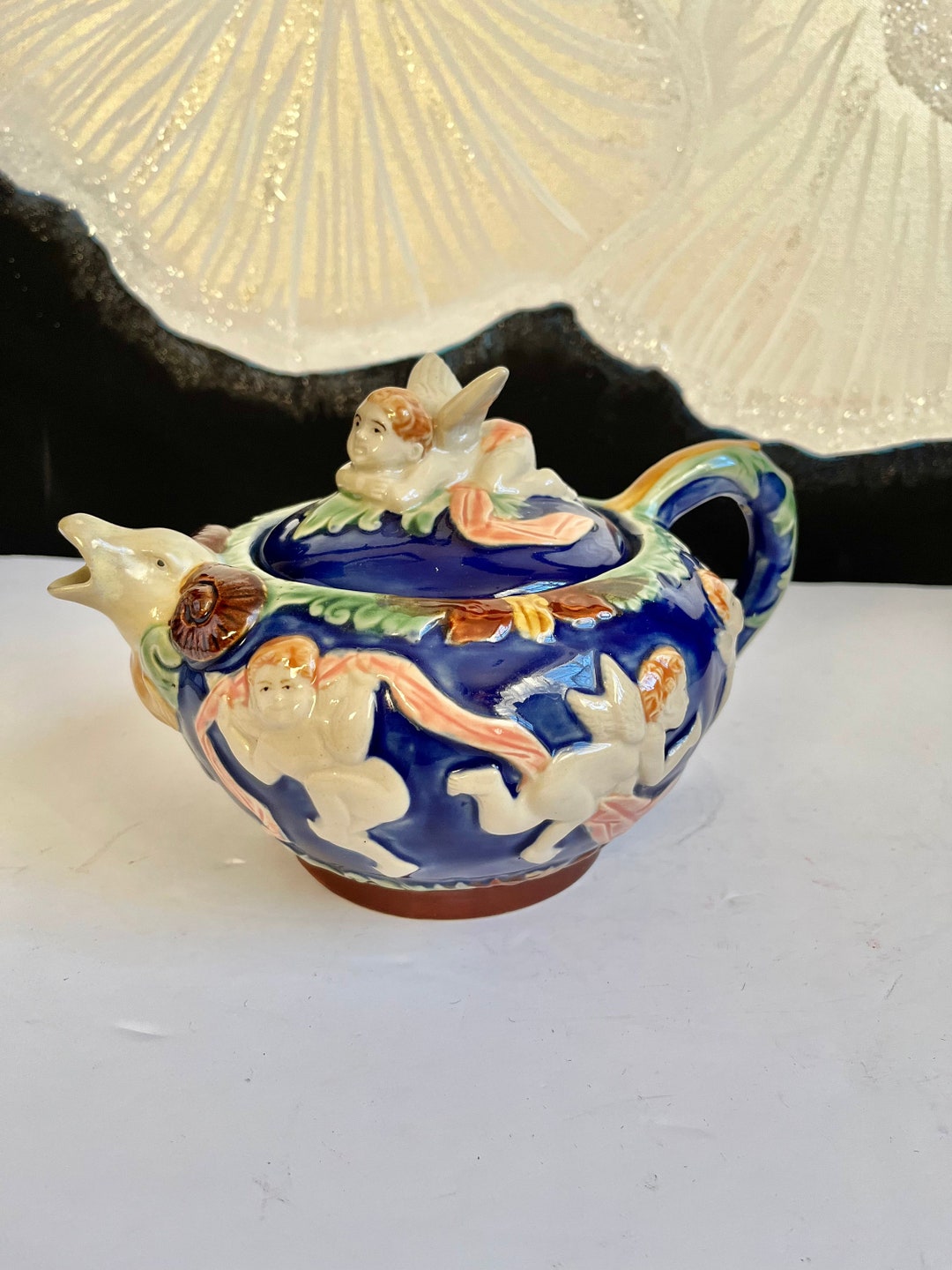Vintage Ceramic Cherubs Angels Ram Collectible Teapot - Etsy