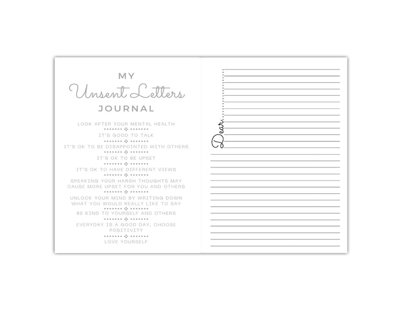 My Unsent Letters Journal Mental Health Matters - Etsy