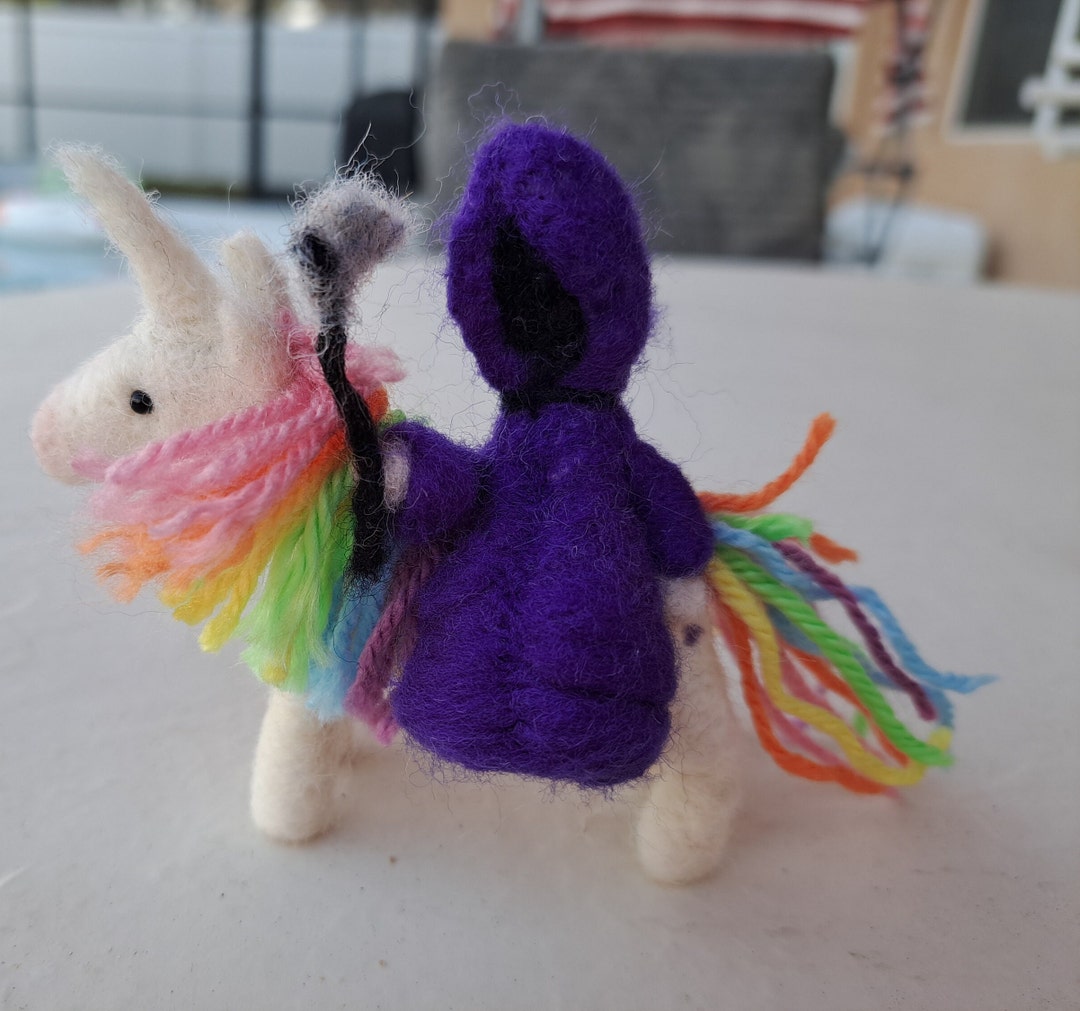 Rainbow Unicorn and the Grim Reaper~ Handmade Needle-felted~2023 - Etsy