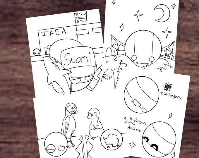 Countryballs/polandball Coloring Pagesseries 22022 - Etsy