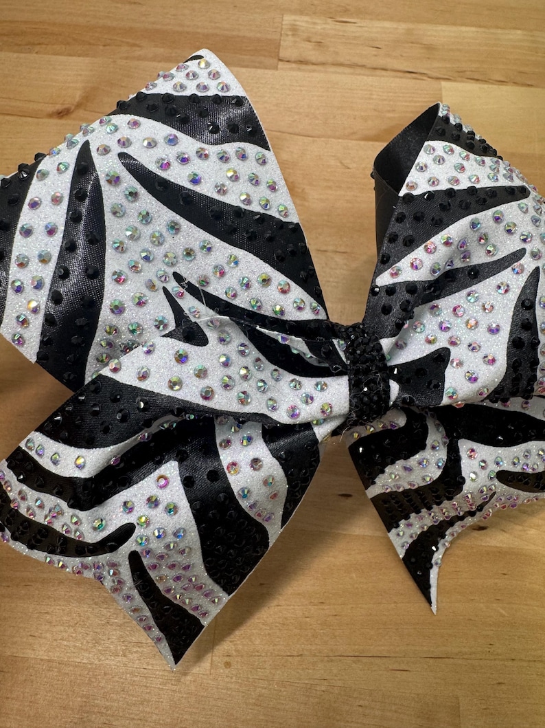 Zebra Cheer Bow With Rhinestones - Etsy