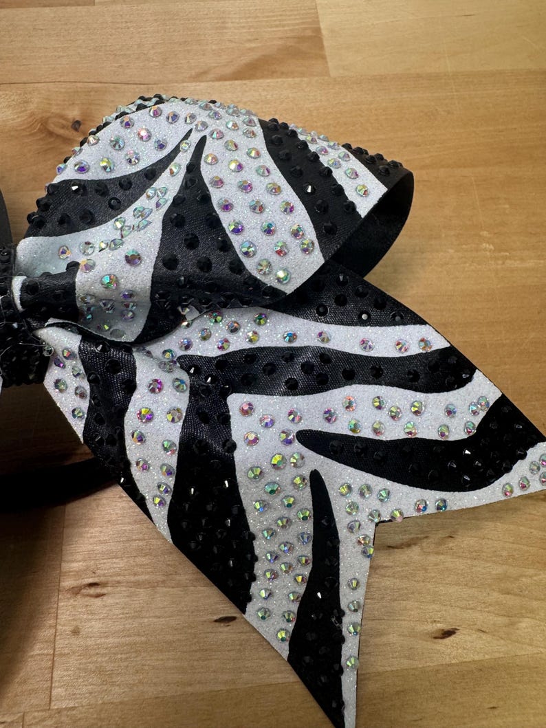 Zebra Cheer Bow With Rhinestones - Etsy