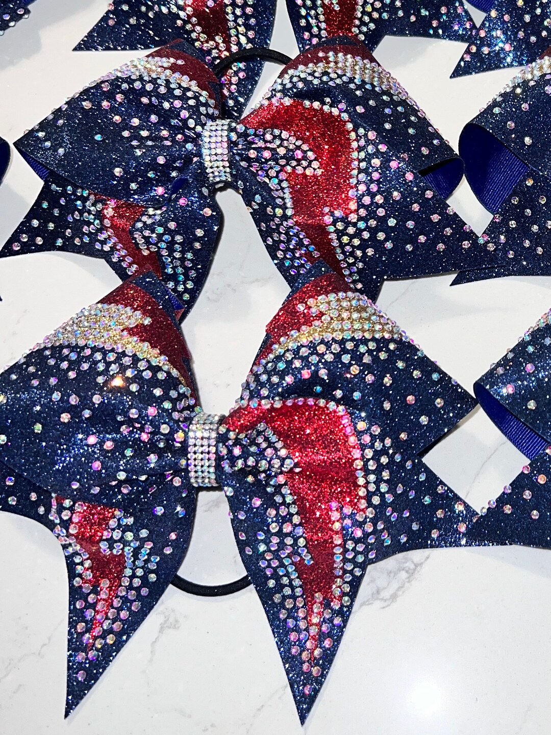 Cheer Bow Lightning Bolt With Diamonds - Etsy