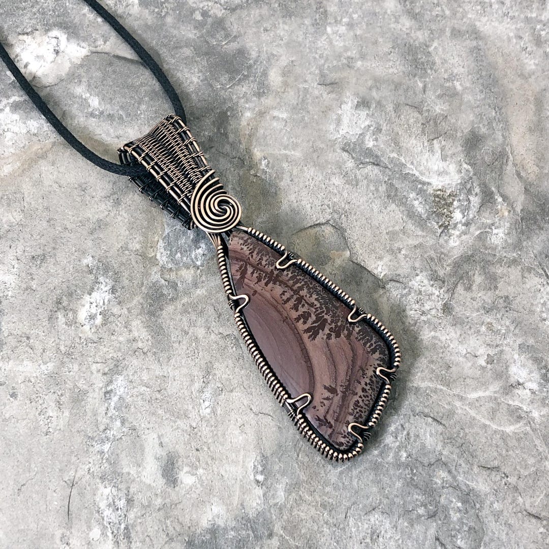 Apache Sage Rhyolite Pendant Wrapped in Copper Wire - Gift for Him or ...
