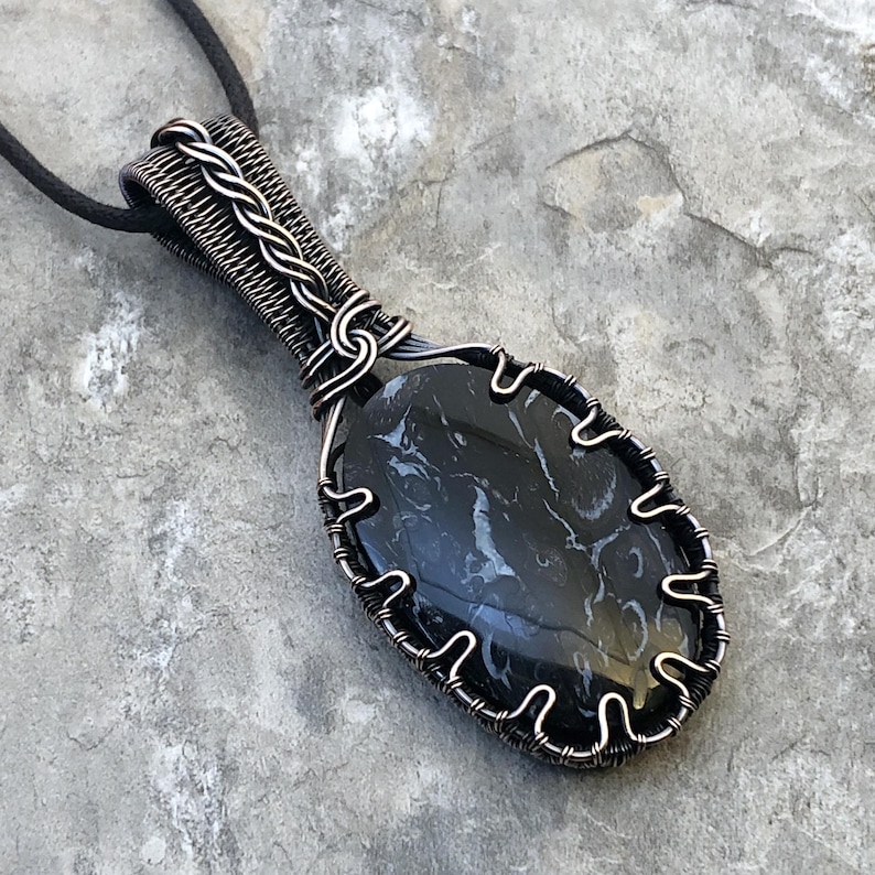 Handmade Palm Root Fossil Pendant: Copper Wire Wrapped Jewelry - Made ...