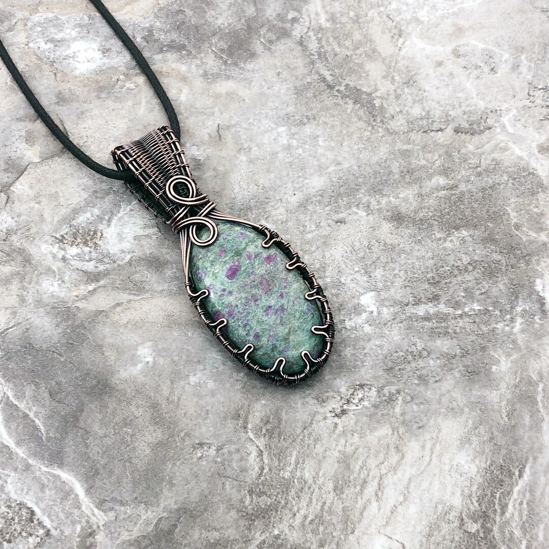 Wire Wrapped Ruby Fuchsite Pendant Handmade Copper Jewelry All Occasion ...