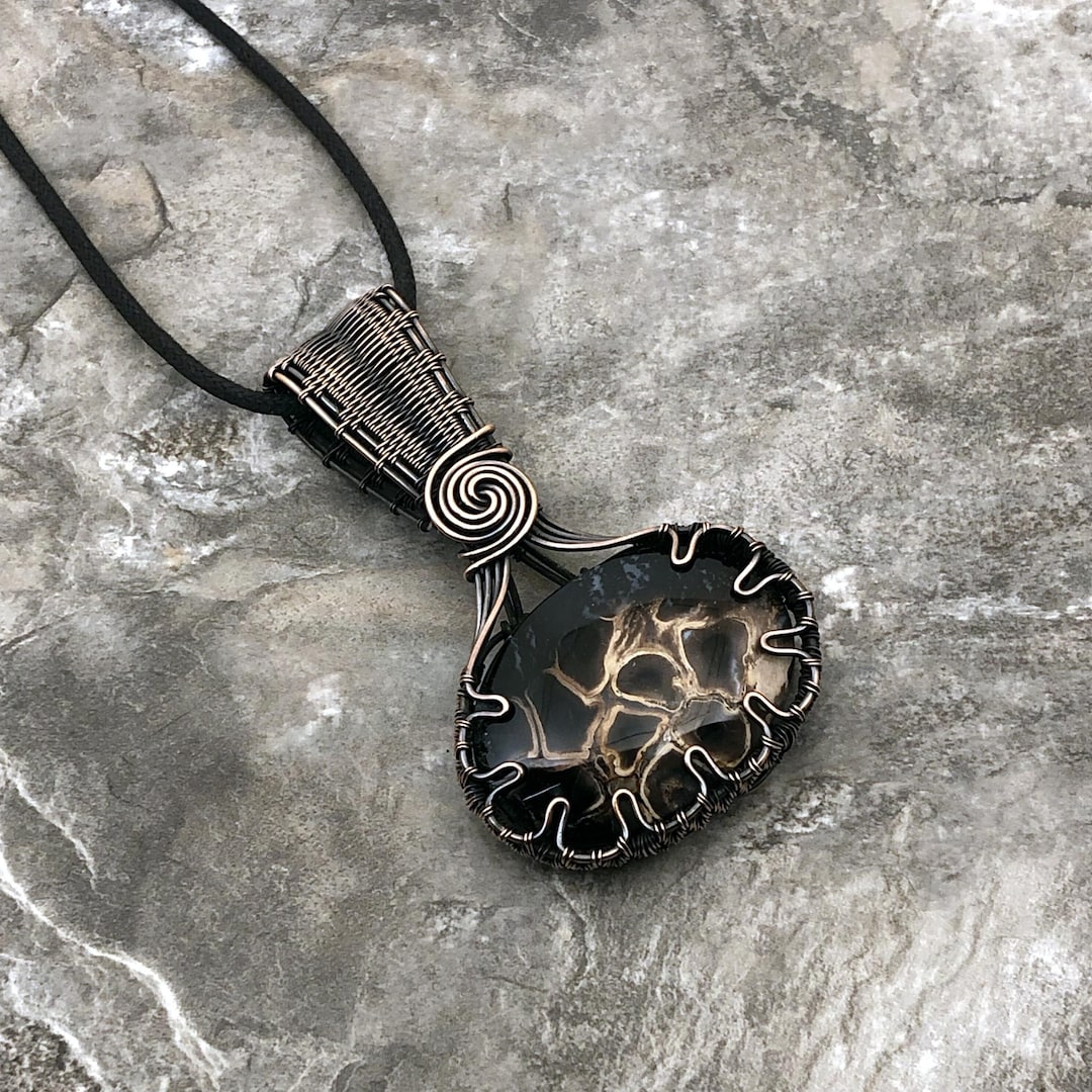 Palm Root Fossil Pendant Wrapped in Copper Wire - Gift for Him or Her ...