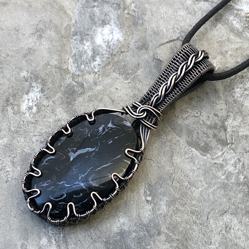 Handmade Palm Root Fossil Pendant: Copper Wire Wrapped Jewelry - Made ...
