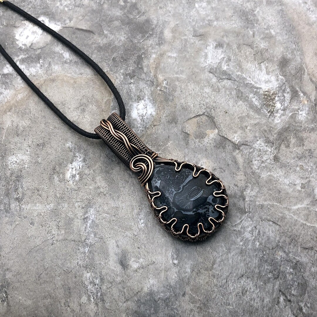 Palm Root Fossil Pendant Wrapped in Copper Wire - Gift for Him or Her ...