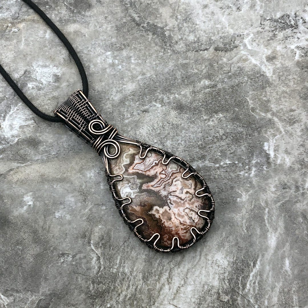Rosetta Jasper Pendant Wrapped in Copper Wire - Gift for Him or Her ...