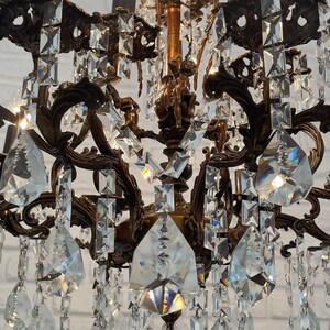 Antique Vintage 84 Arms Cast Brass & Crystals Cherub Chandelier Ceiling ...