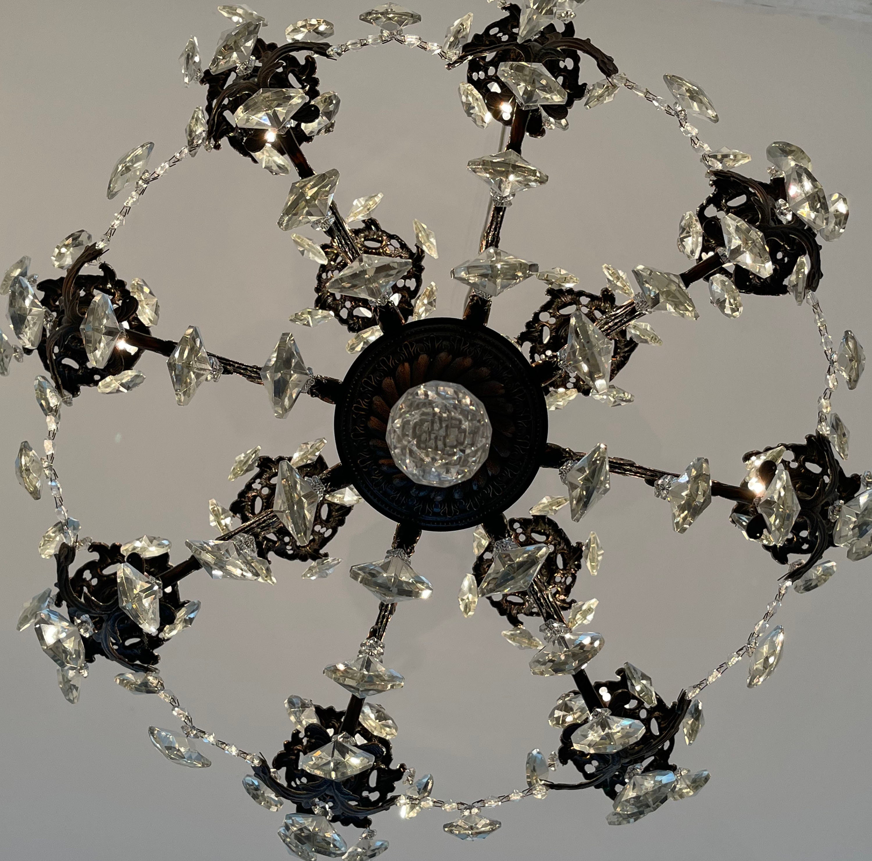 Antique Vintage 84 Arms Cast Brass & Crystals Cherub - Etsy