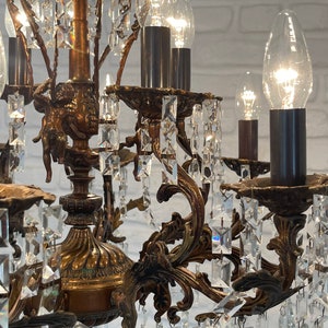 Antique Vintage 84 Arms Cast Brass & Crystals Cherub Chandelier Ceiling ...