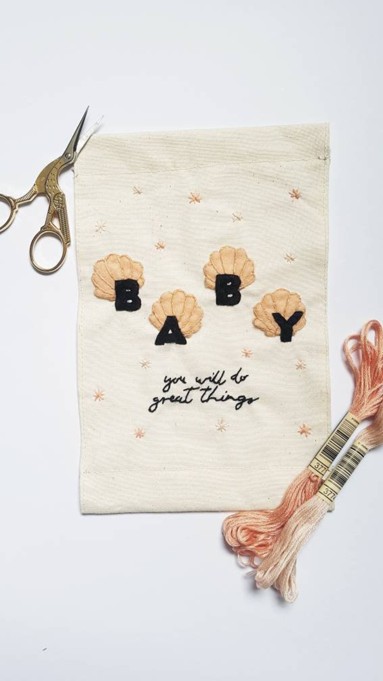 BABY Shell Embroidery Pattern Baby Nursery Decor Pink Shell | Etsy