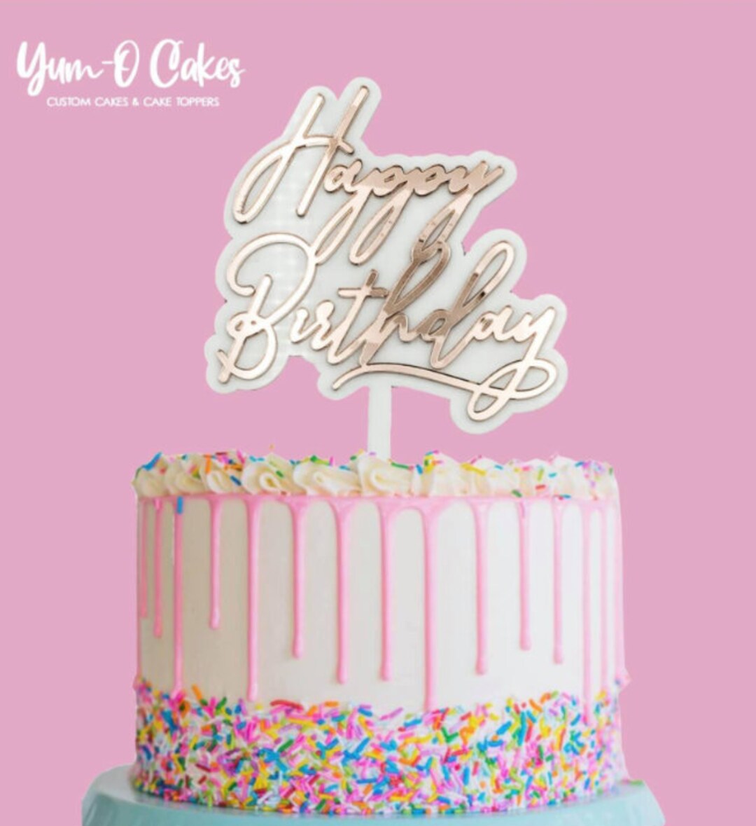 Laser Cut Acrylic Happy Birthday Glam Cake Topper Happy Birthday Cake ...