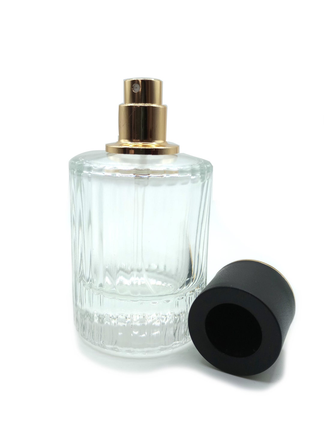50ml/30ml Vertical Stripes Empty Glass Perfume Spray Bottle Black/gold ...