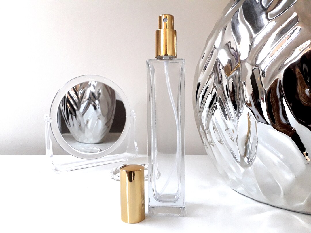 100ml Clear Glass Perfume Bottle Spray Silver or Gold Cap Fine Mist ...