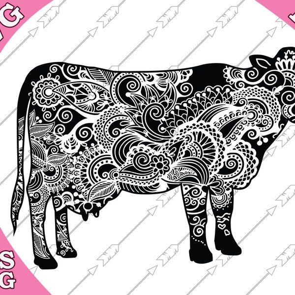 Zentangle Cow - Etsy