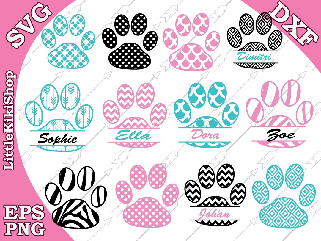 Paw Print Svg: paw MONOGRAM Svg Paw Print Bundle - Etsy