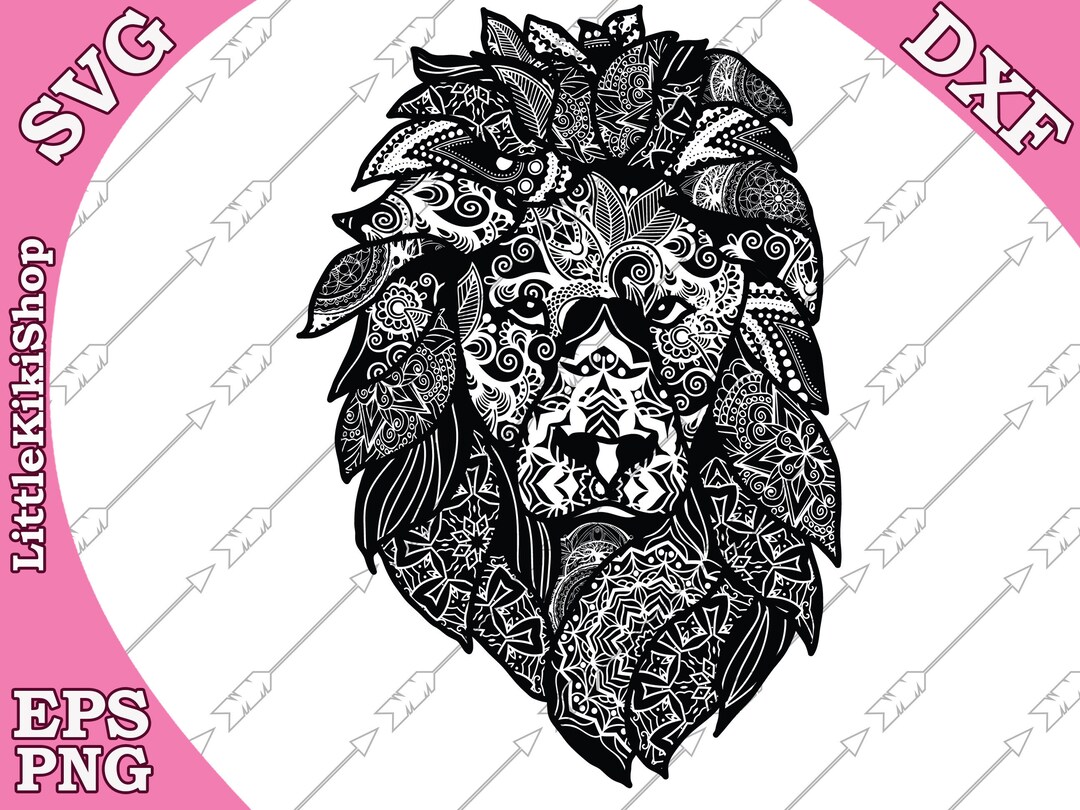 Zentangle Lion Svg: mandala LION Svg Zentangle - Etsy UK