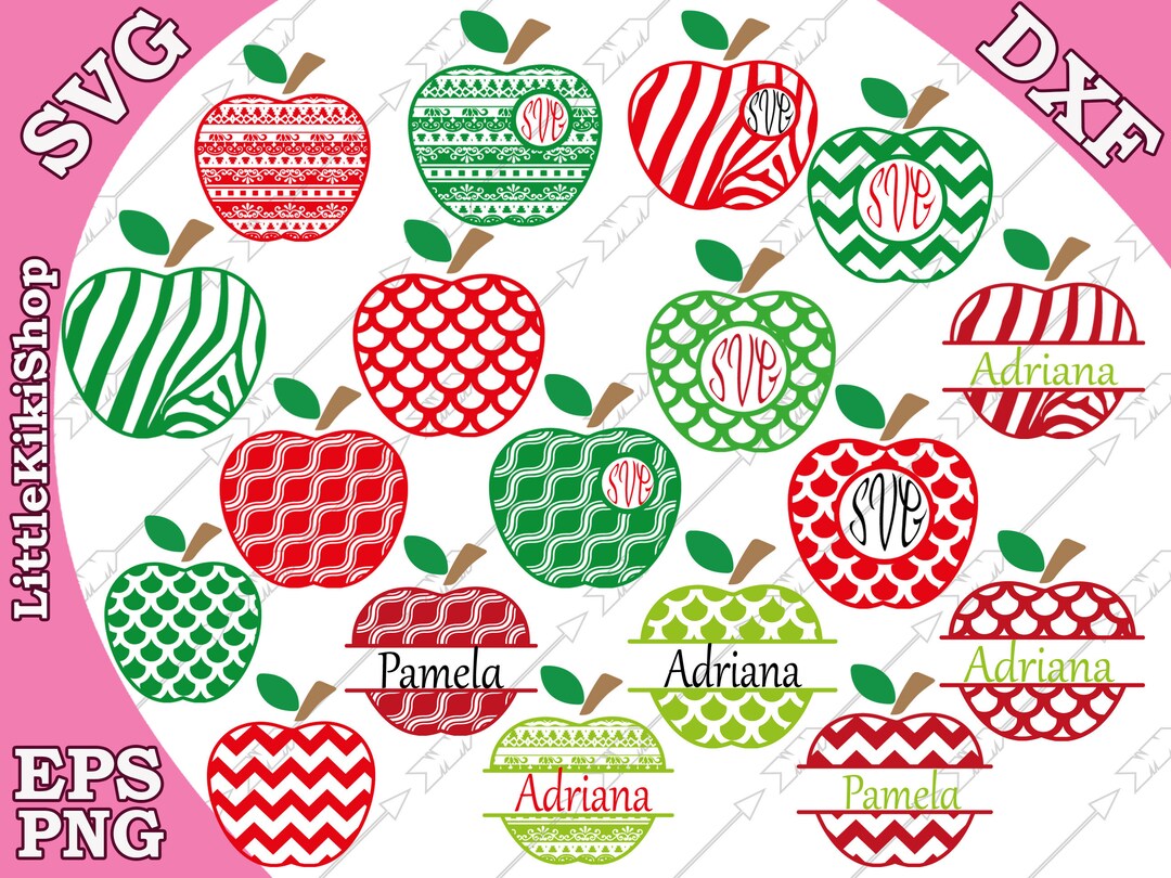 Apple Monogram Frames Svg: apple BUNDLE Svg - Etsy