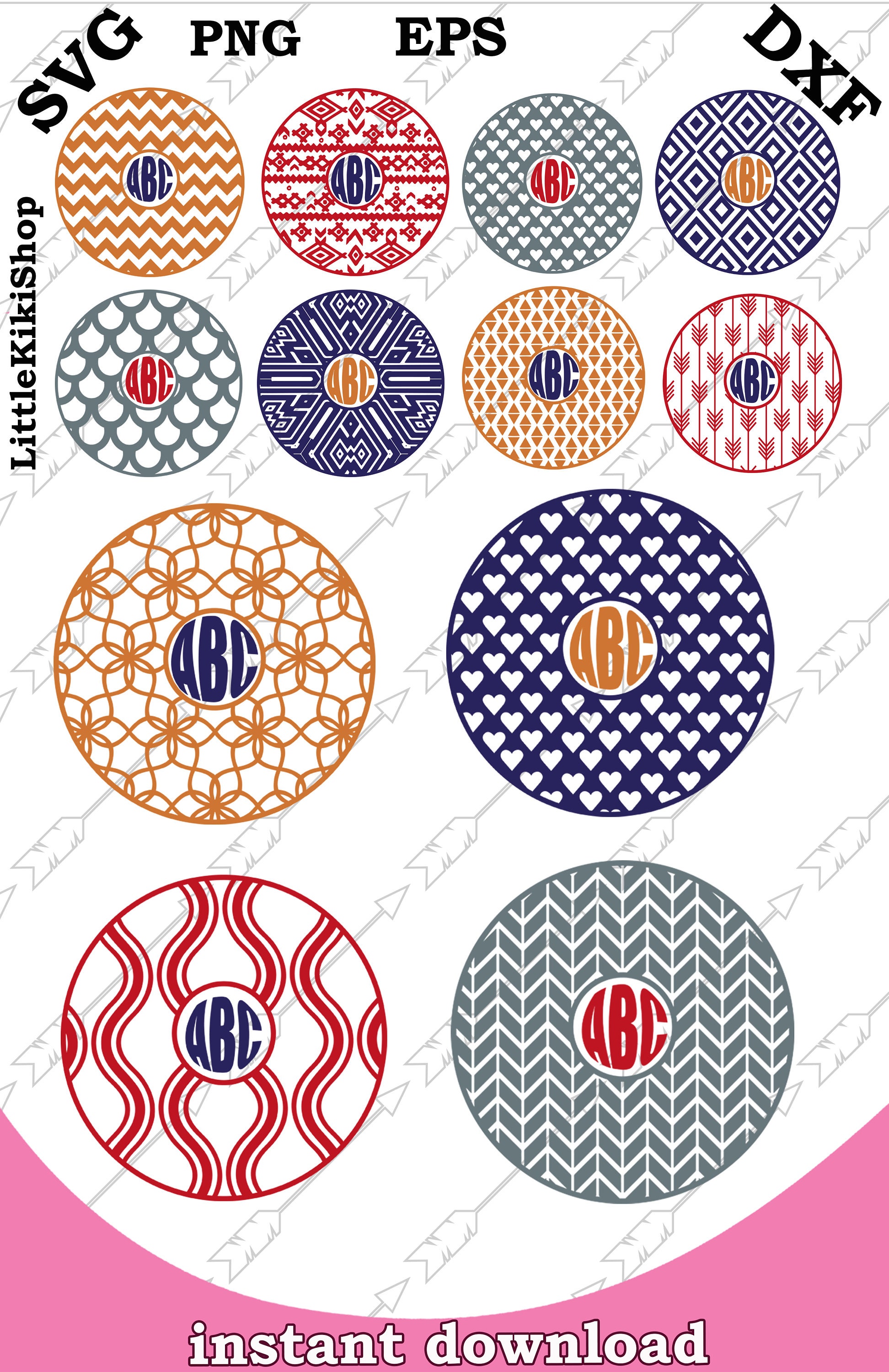 Circle Monogram Frames Svg: monogram Svg Monogram - Etsy