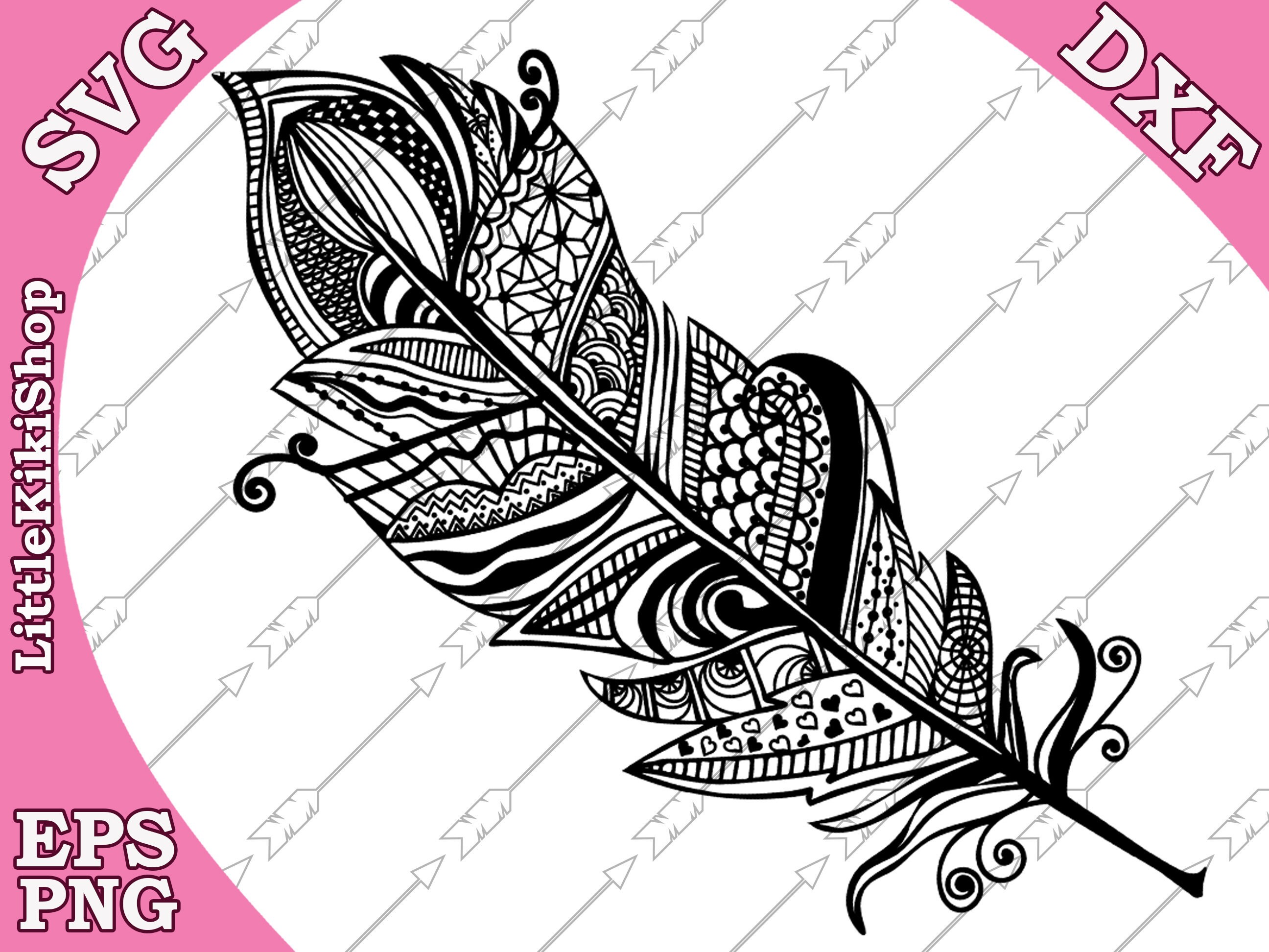 Zentangle Feather Svg: mandala FEATHER Svg - Etsy