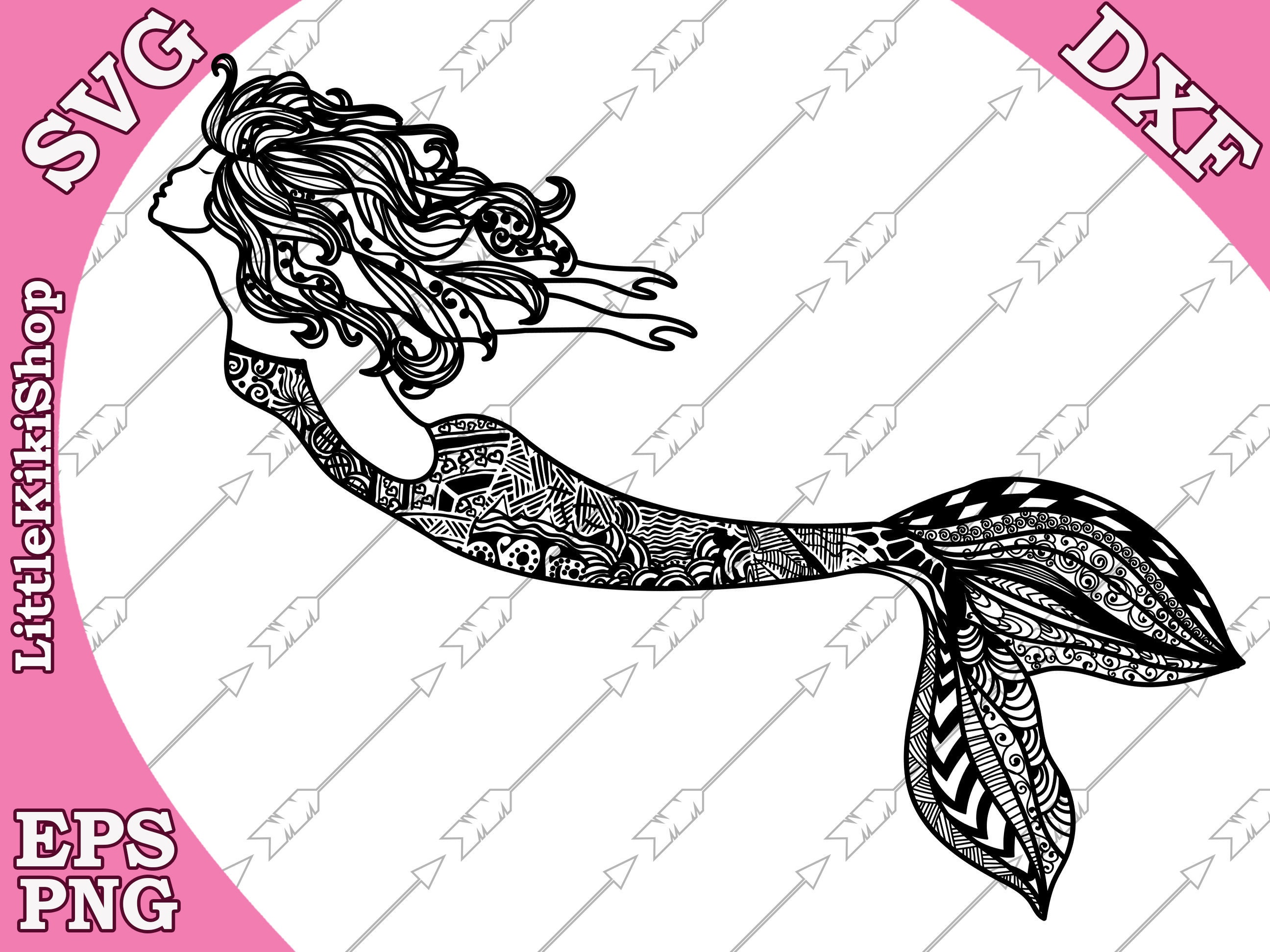 Zentangle Mermaid Svg: mandala MERMAID Svg Mermaid - Etsy