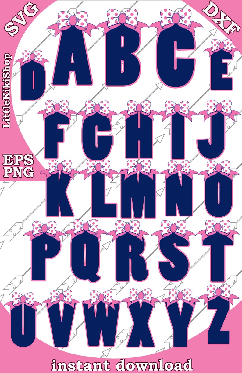 Cute Alphabet Svg: font Svg Letters With Bow - Etsy