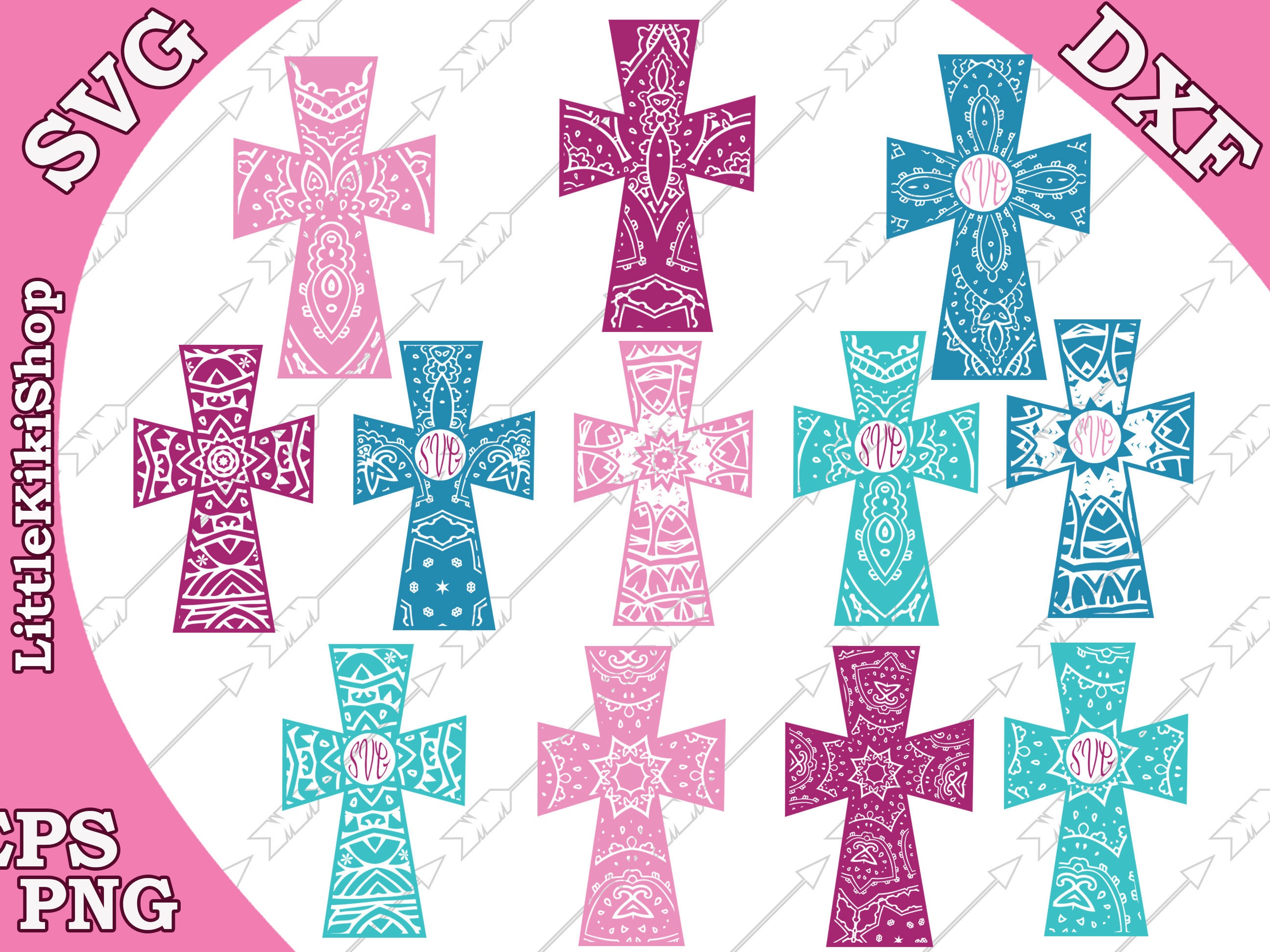 Christian Cross Svg: cross MONOGRAM Svg Cross - Etsy