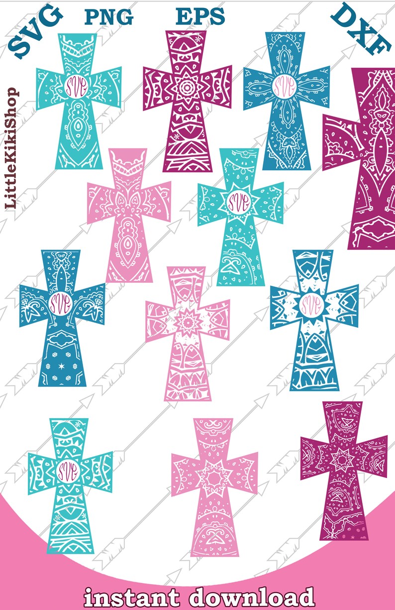 Christian Cross Svg: cross MONOGRAM Svg Cross - Etsy