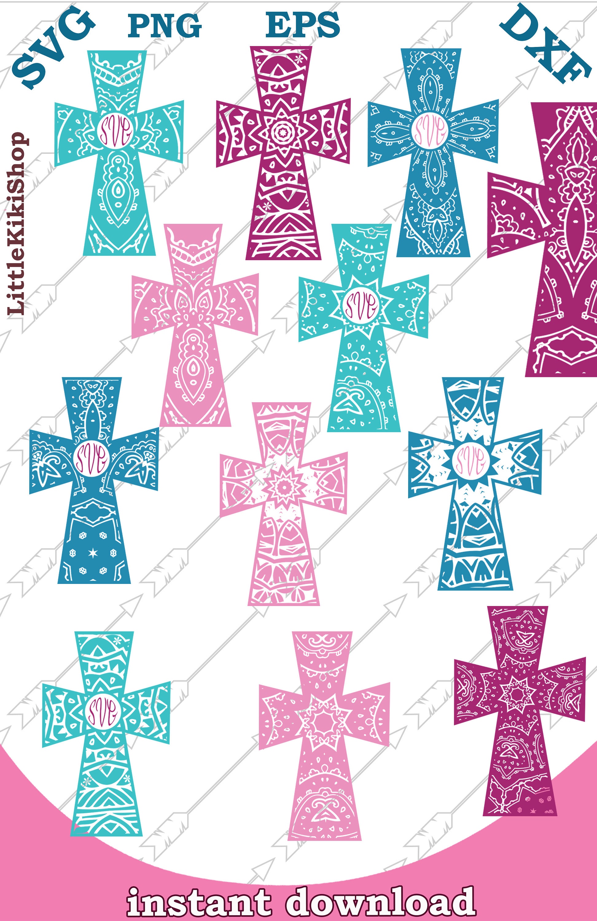 Christian Cross Svg: cross MONOGRAM Svg Cross - Etsy