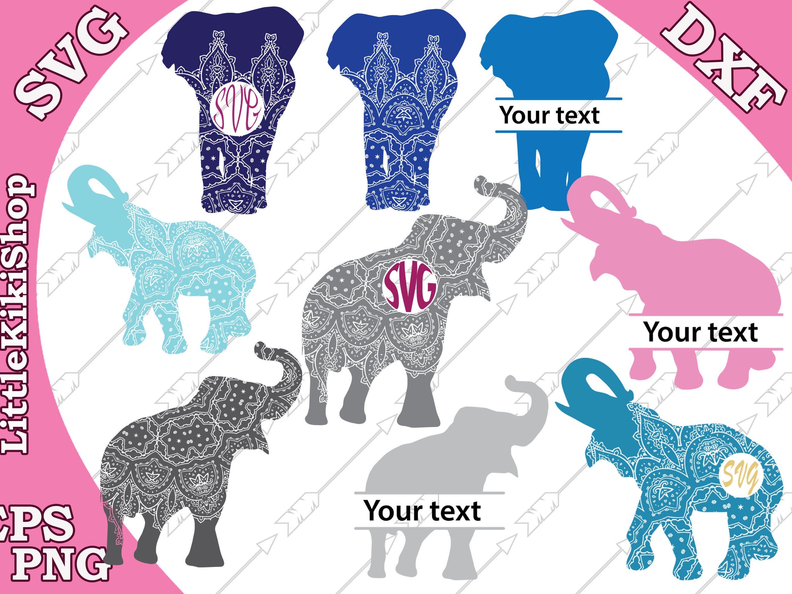 Elephant Monogram Svg: elephant Clipart Elephant - Etsy
