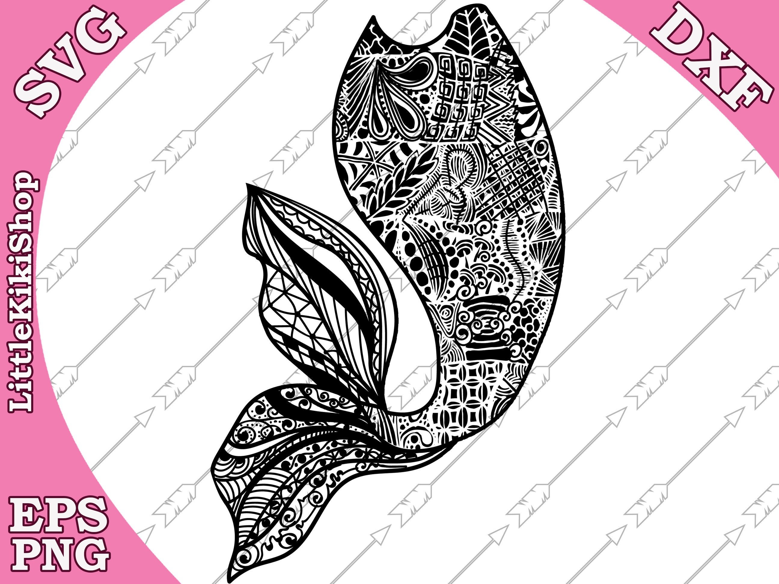 Zentangle Mermaid Tail Svg: MANDALA MERMAID SVG | Etsy