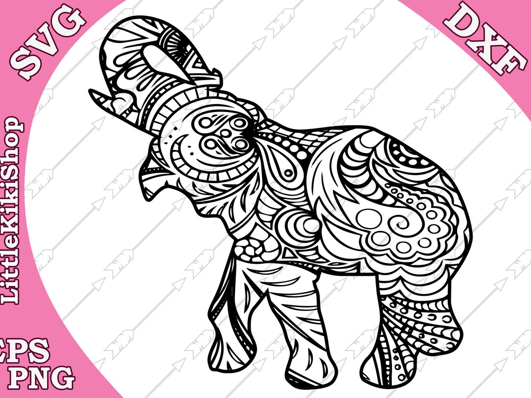 Zentangle Elephant Svg: mandala ELEPHANT Svg - Etsy